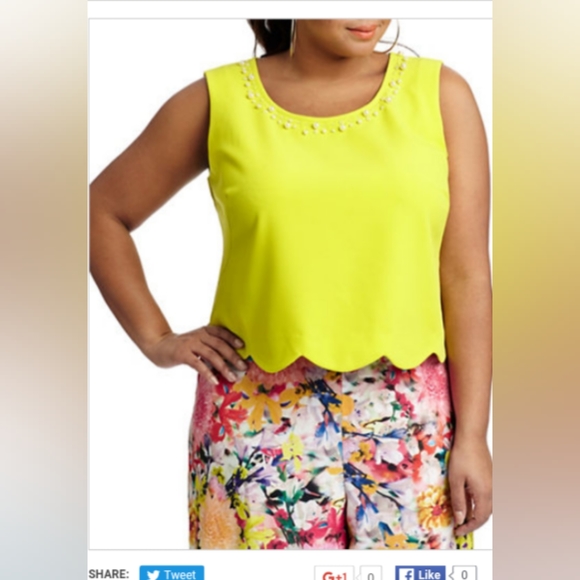 modamix | Tops | Modamix Plus Annie Embellished Scallop Crop Top Buttercup Yellow 2x | Poshmark